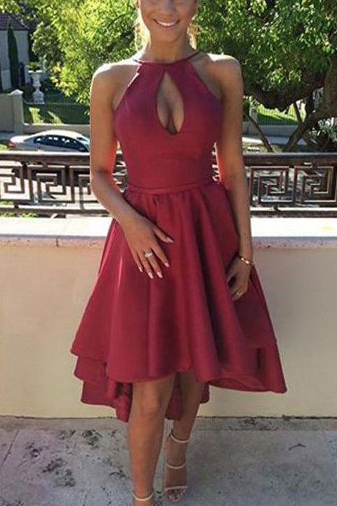 Backless Front Short Long Back Burgundy Sexy Prom Dresses Homecoming D ...